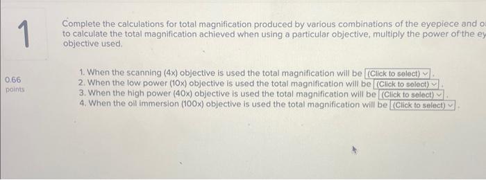Solved Complete the calculations for total magnification | Chegg.com