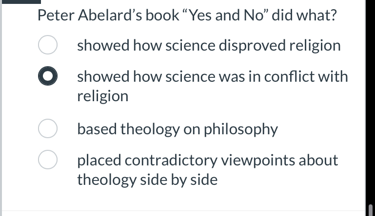 Solved Peter Abelard's book "Yes and No" ﻿did what?showed | Chegg.com