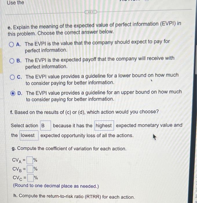 c. Compute the expected monetary value (EMV) for each | Chegg.com