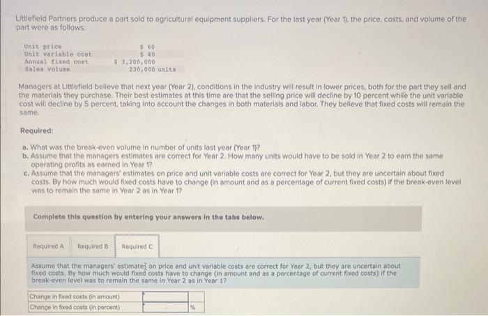 Solved es Littlefield Partners produce a part sold to | Chegg.com