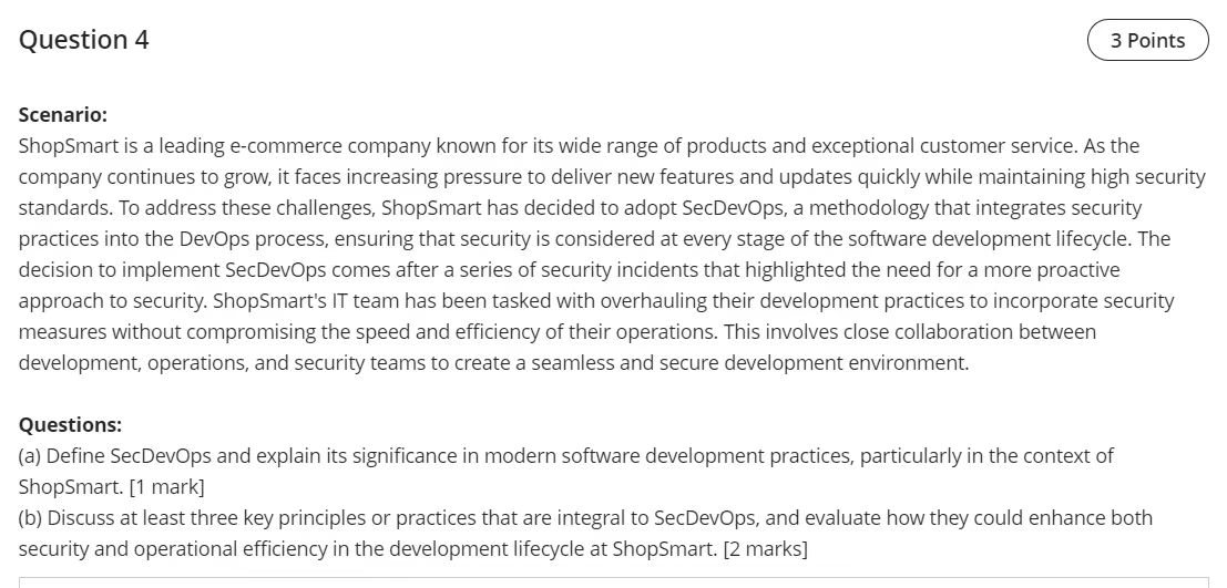 Solved Question 4Scenario:ShopSmart is a leading e-commerce | Chegg.com
