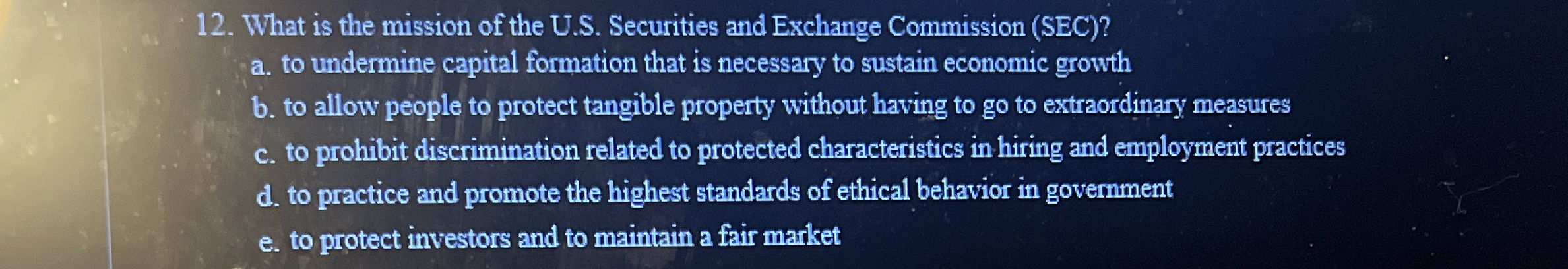 Solved What is the mission of the U.S. ﻿Securities and | Chegg.com