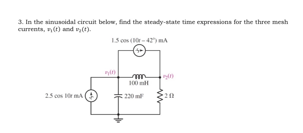 Solved In the sinusoidal circuit below, find the | Chegg.com