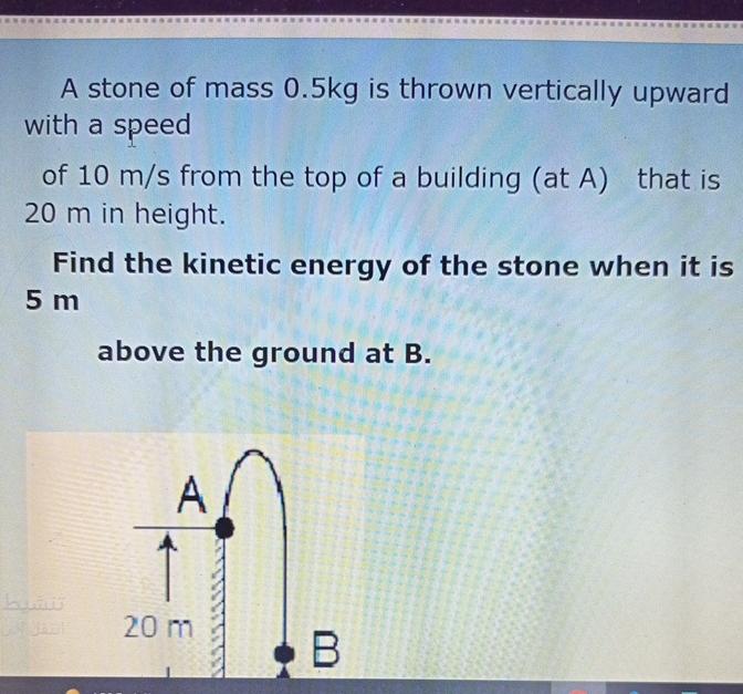 Solved A stone of mass 0.5kg ﻿is thrown vertically upward | Chegg.com