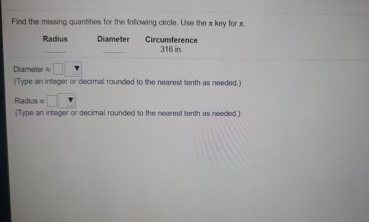 Solved Find the missing quantities for the following circle. | Chegg.com