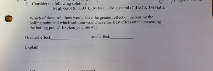 Solved 2. Consider the following solutions: IM glycerol | Chegg.com