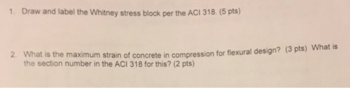 Solved 1. Draw and label the Whitney stress block per the | Chegg.com