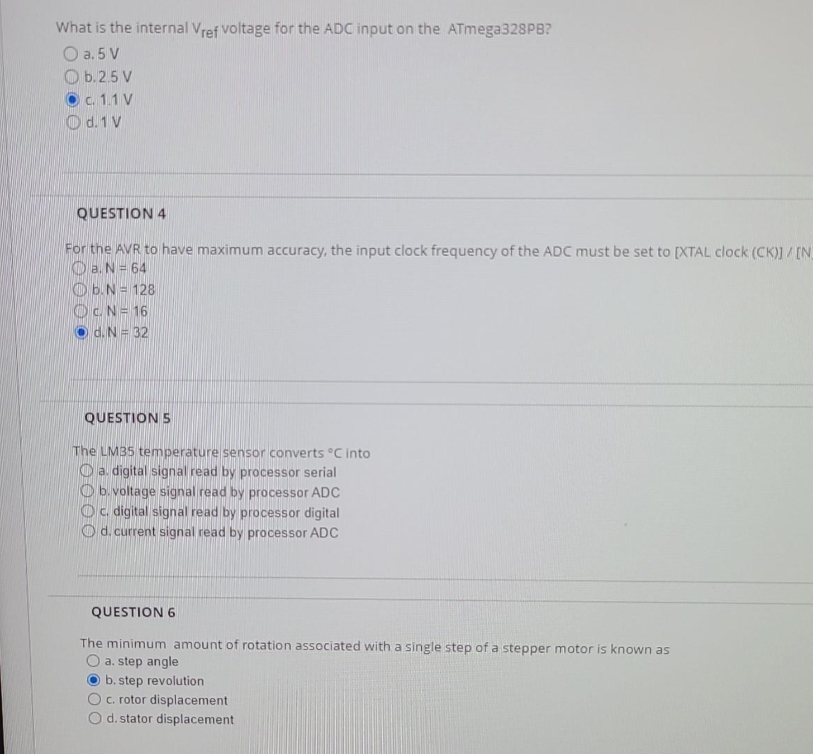 Solved What is the internal Vref voltage for the ADC input | Chegg.com