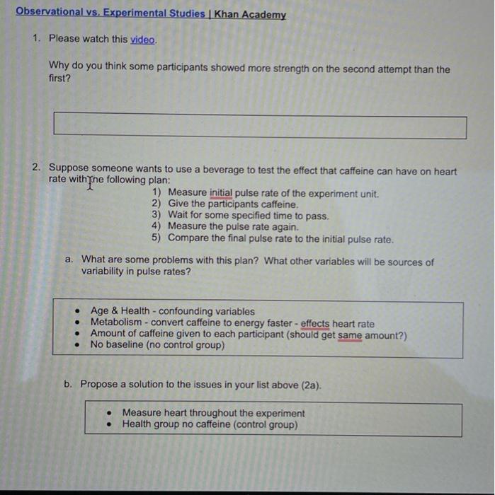 Solved servational vs, Experimental Studies | Khan Academy | Chegg.com
