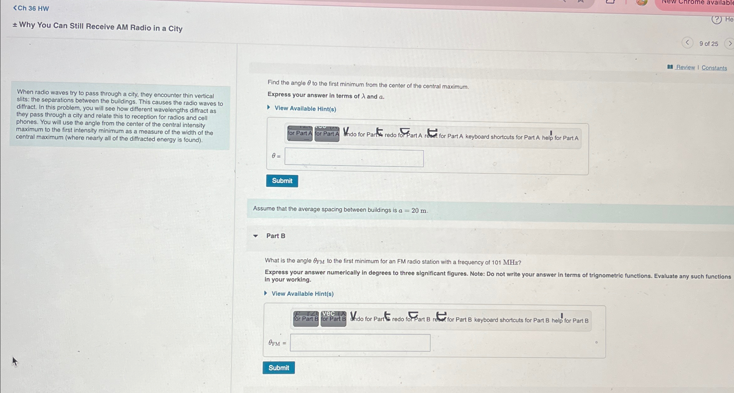 Solved θλa a=20mθFMFM101MHz +- ﻿Why You Can Still Receive | Chegg.com