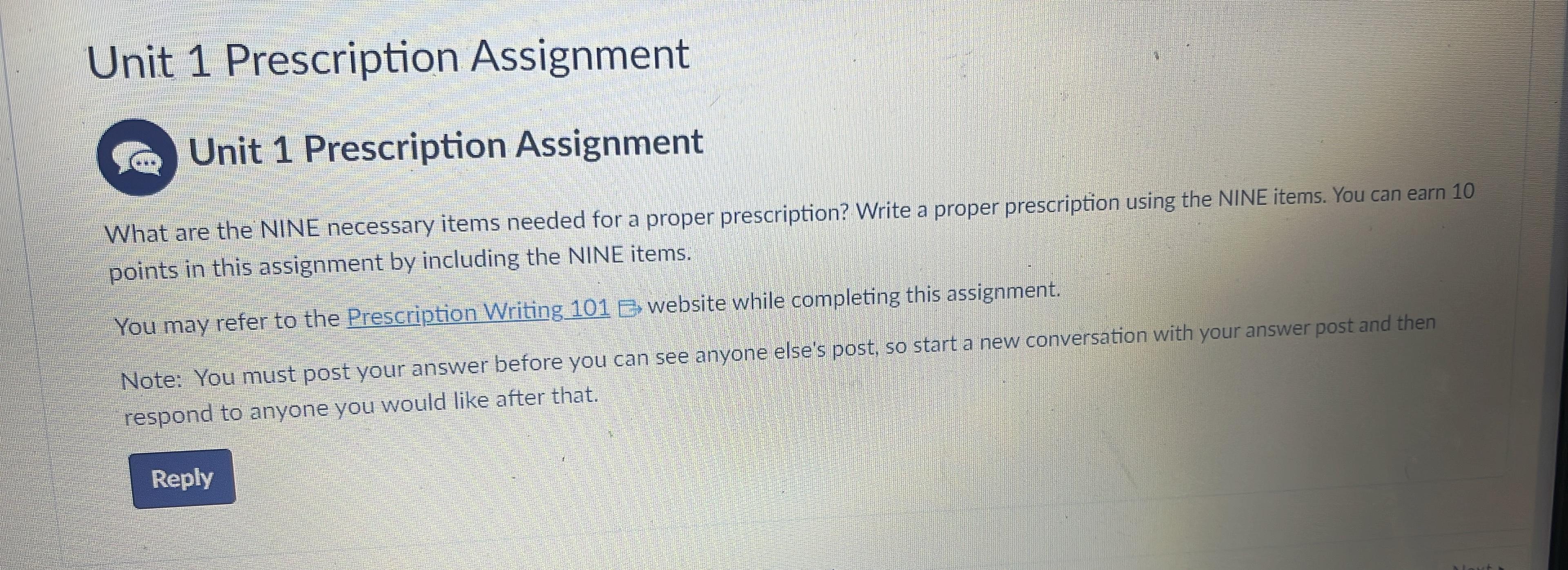 Solved Unit 1 ﻿Prescription AssignmentUnit 1 ﻿Prescription | Chegg.com