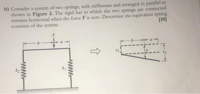 Solved b) Consider a system of two springs, with stiffnesses | Chegg.com