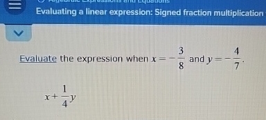 Solved Evaluating a linear expression: Signed fraction | Chegg.com
