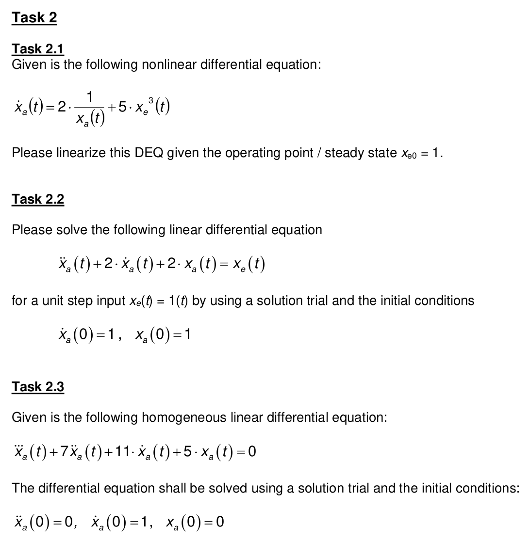 Solved Task 2Task 2.1Given is the following nonlinear | Chegg.com
