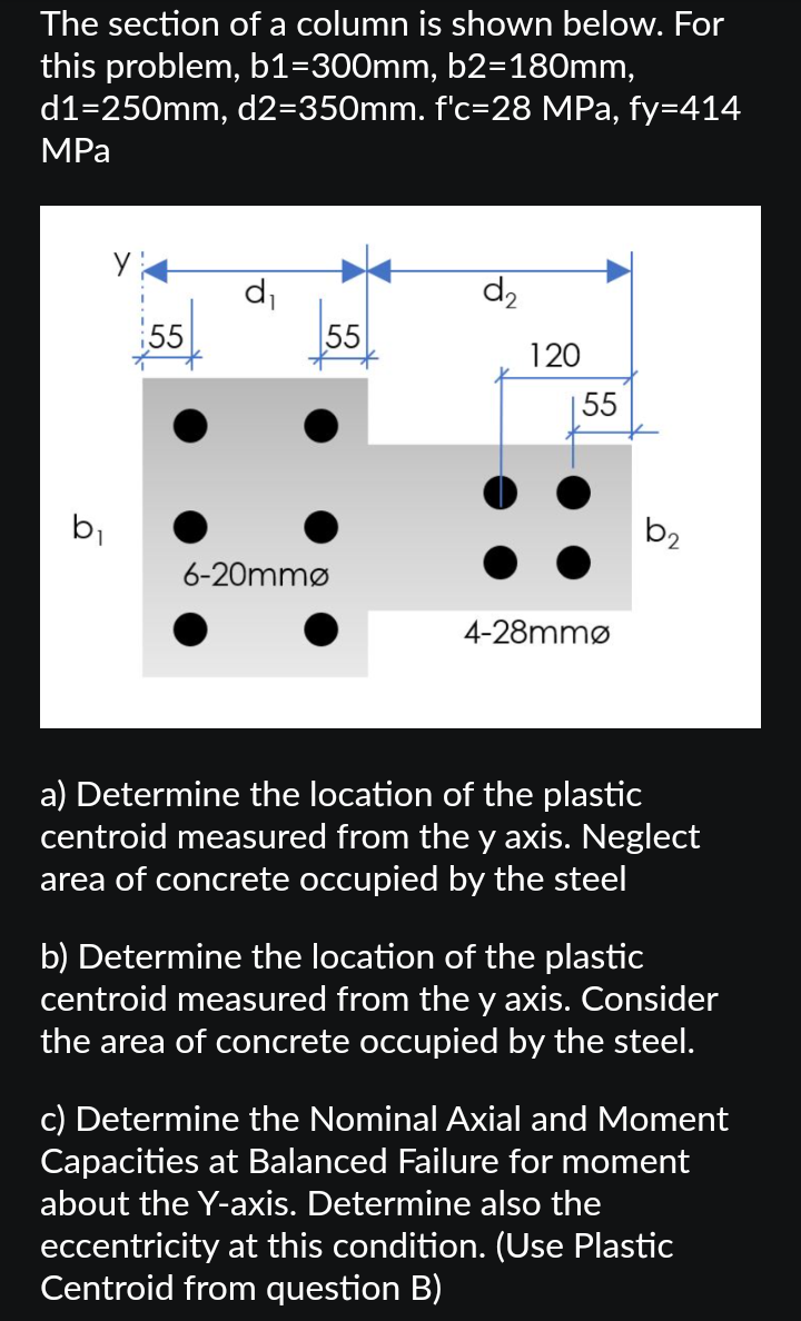 Solved The section of a column is shown below. For this | Chegg.com
