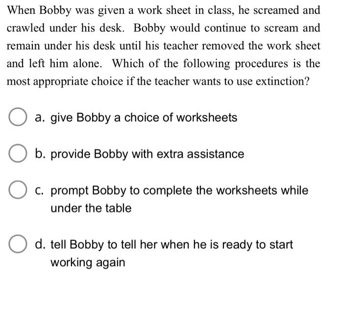 Solved When Bobby was given a work sheet in class, he | Chegg.com