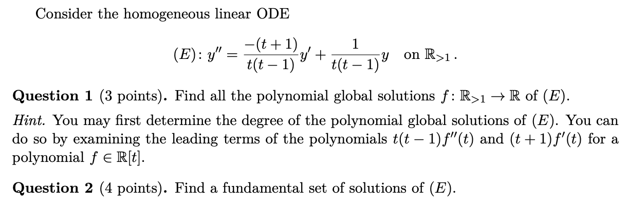 Solved Second order ODE problem | Chegg.com