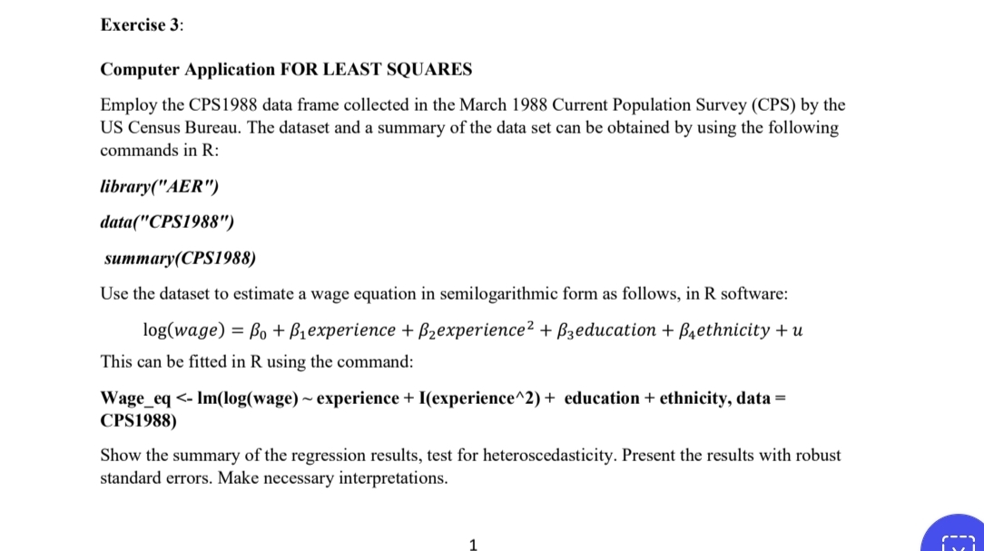 Solved Exercise 3:Computer Application FOR LEAST | Chegg.com