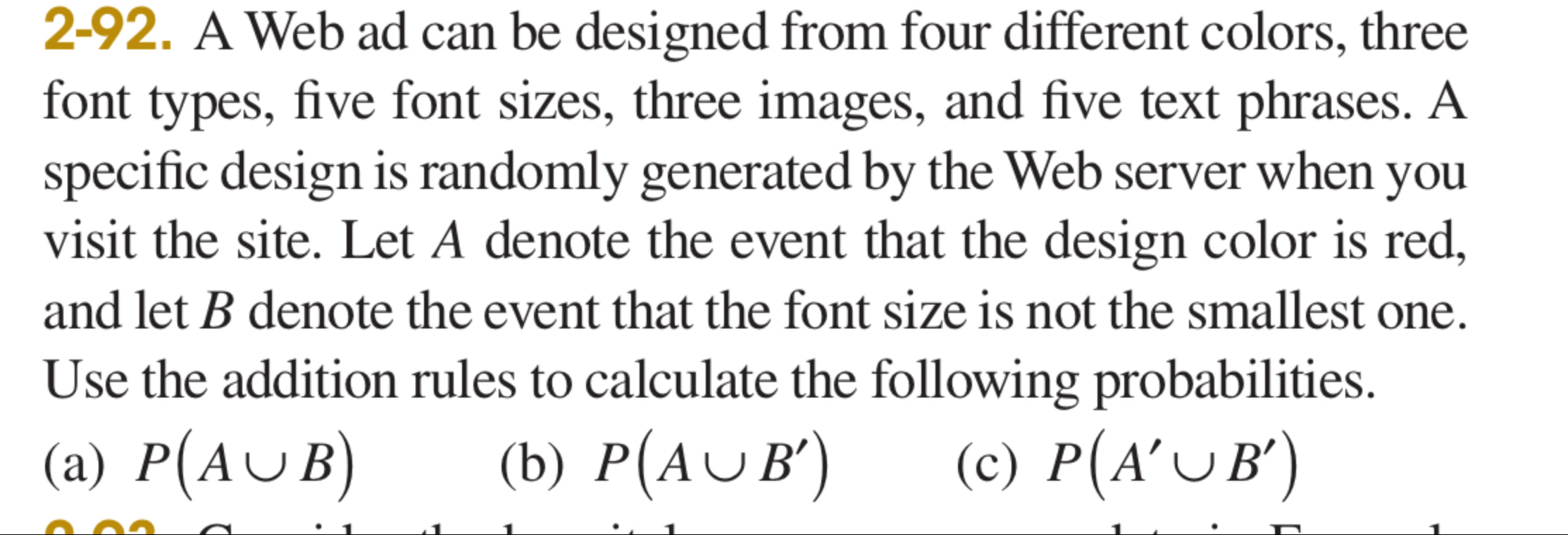Solved 2-92. ﻿A Web ad can be designed from four different | Chegg.com