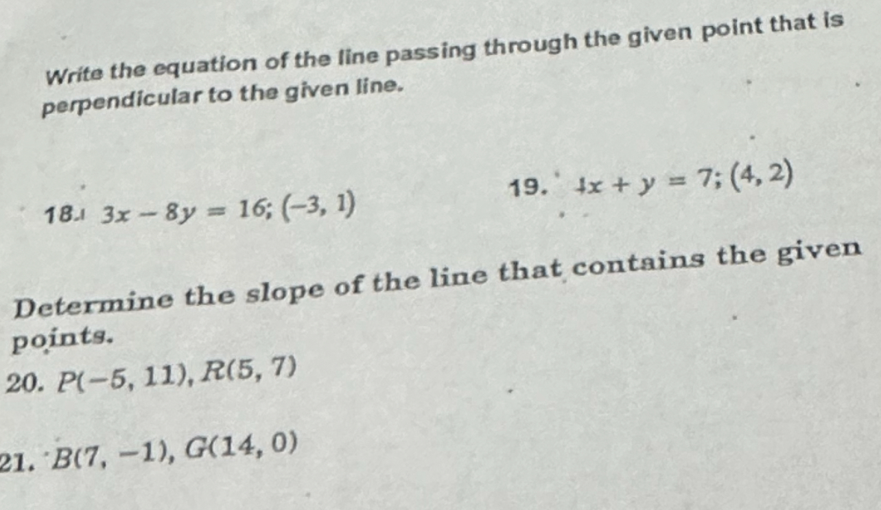 Solved Write the equation of the line passing through the | Chegg.com