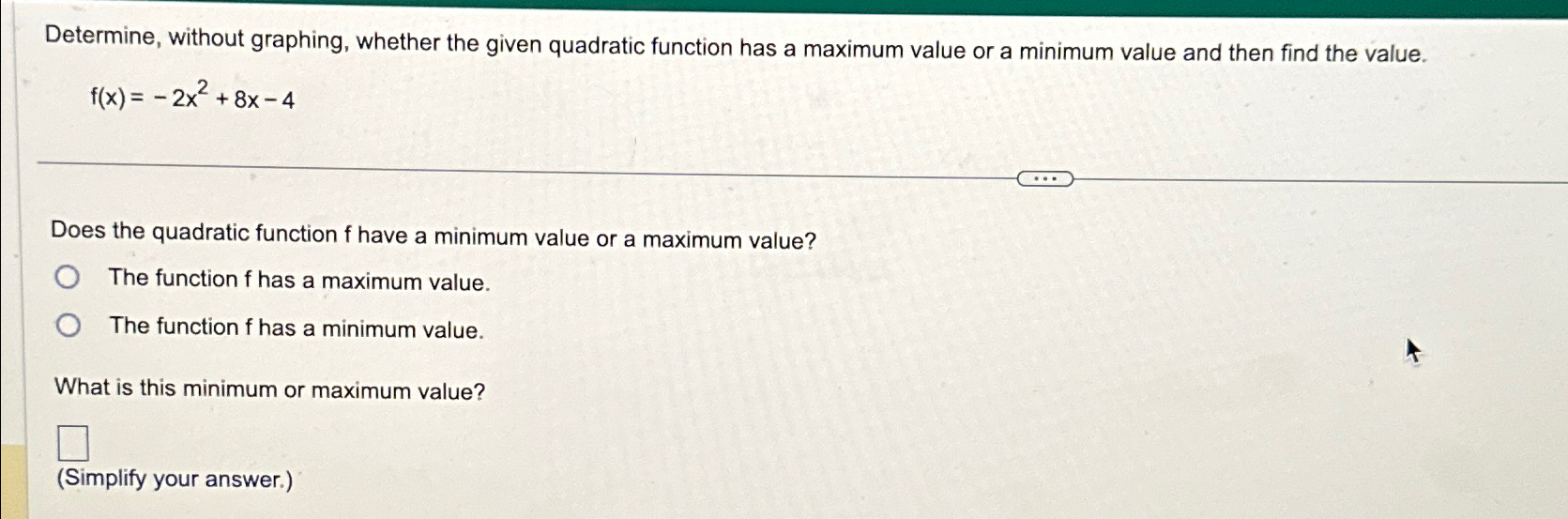 Solved Determine, without graphing, whether the given | Chegg.com