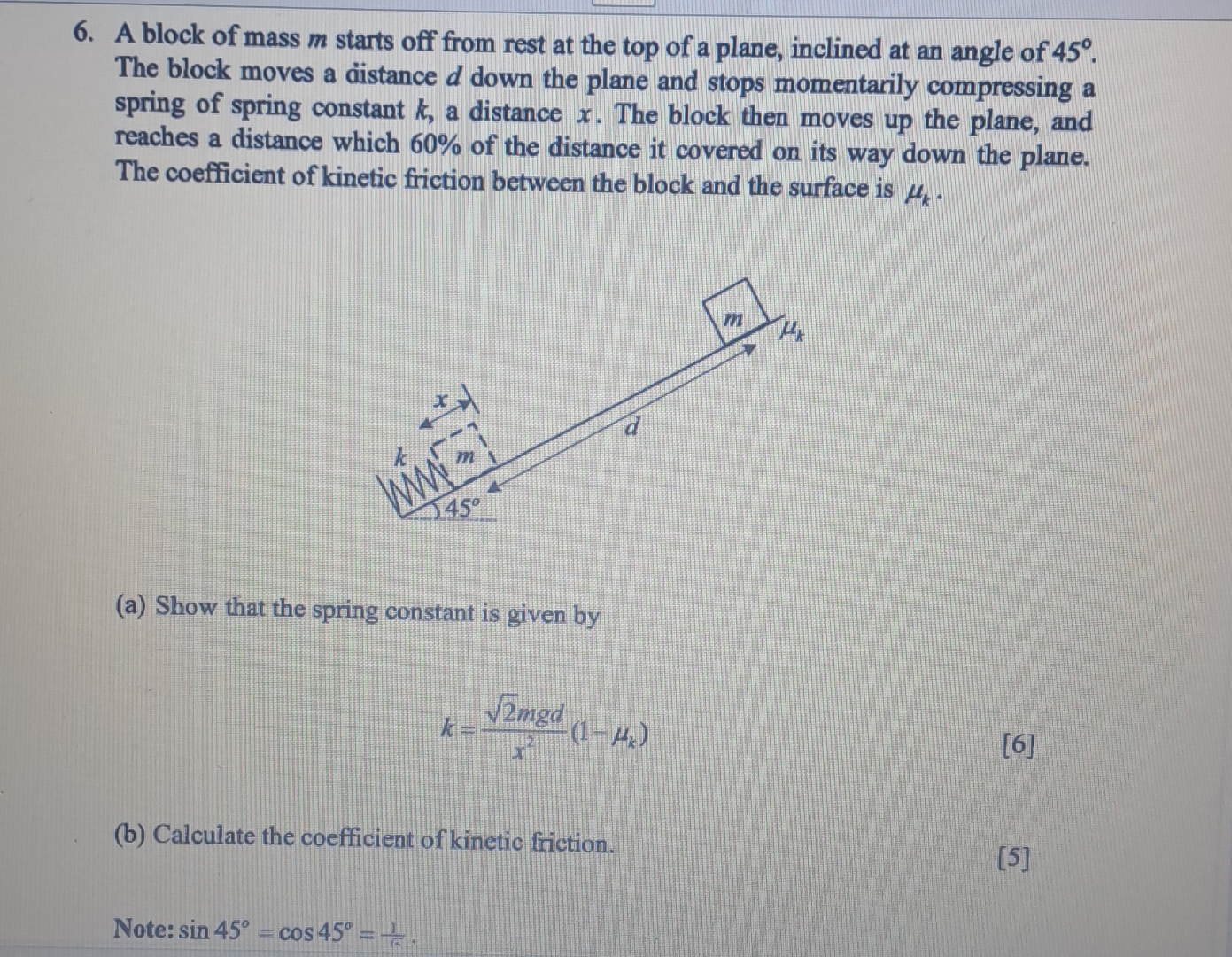 Solved A block of mass m ﻿starts off from rest at the top of | Chegg.com