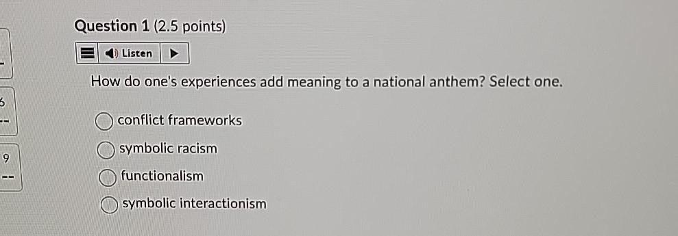 Solved Question 1 ( 2.5 ﻿points)ListenHow do one's | Chegg.com