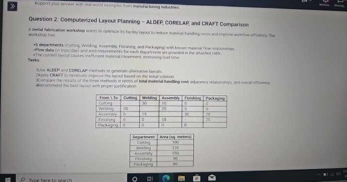 Solved Question 2: Computerized Layout Planning ALDEP, | Chegg.com