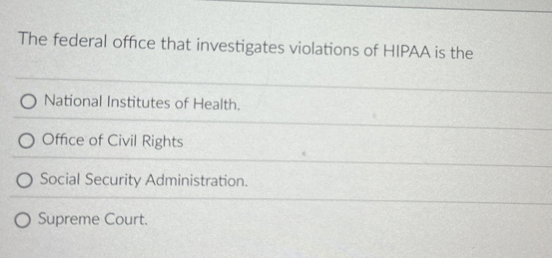 Solved The federal office that investigates violations of | Chegg.com