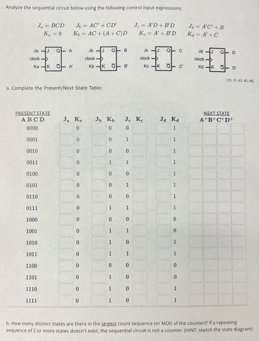 Solved Analyze the sequential circuit below using the | Chegg.com