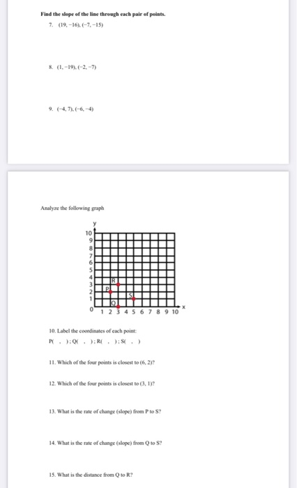 Solved Find the slope of the line through each pair of | Chegg.com