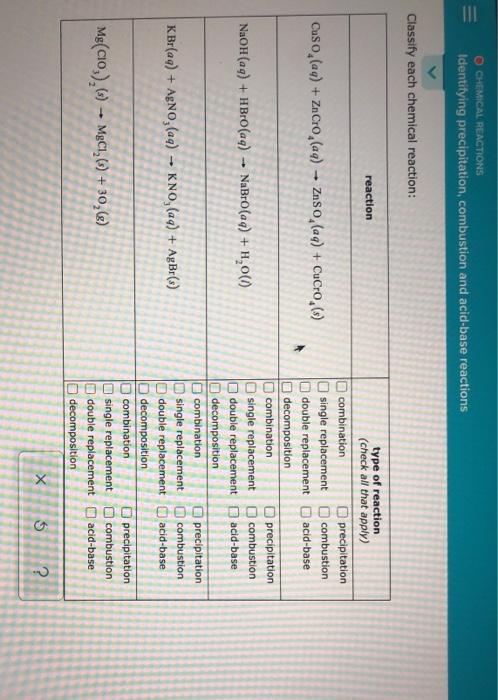 Solved O CHEMICAL REACTIONS Identifying precipitation, | Chegg.com