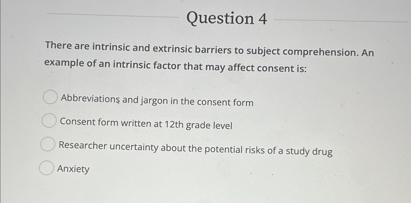 Solved Question 4There are intrinsic and extrinsic barriers | Chegg.com