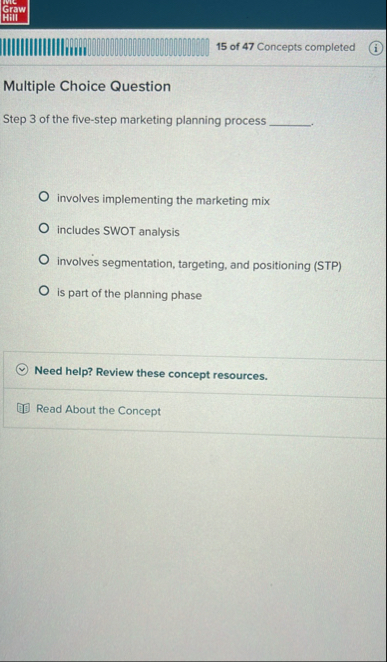 Solved GrawH.III||||||||||||||||||||| 15 ﻿of 47 ﻿Concepts | Chegg.com