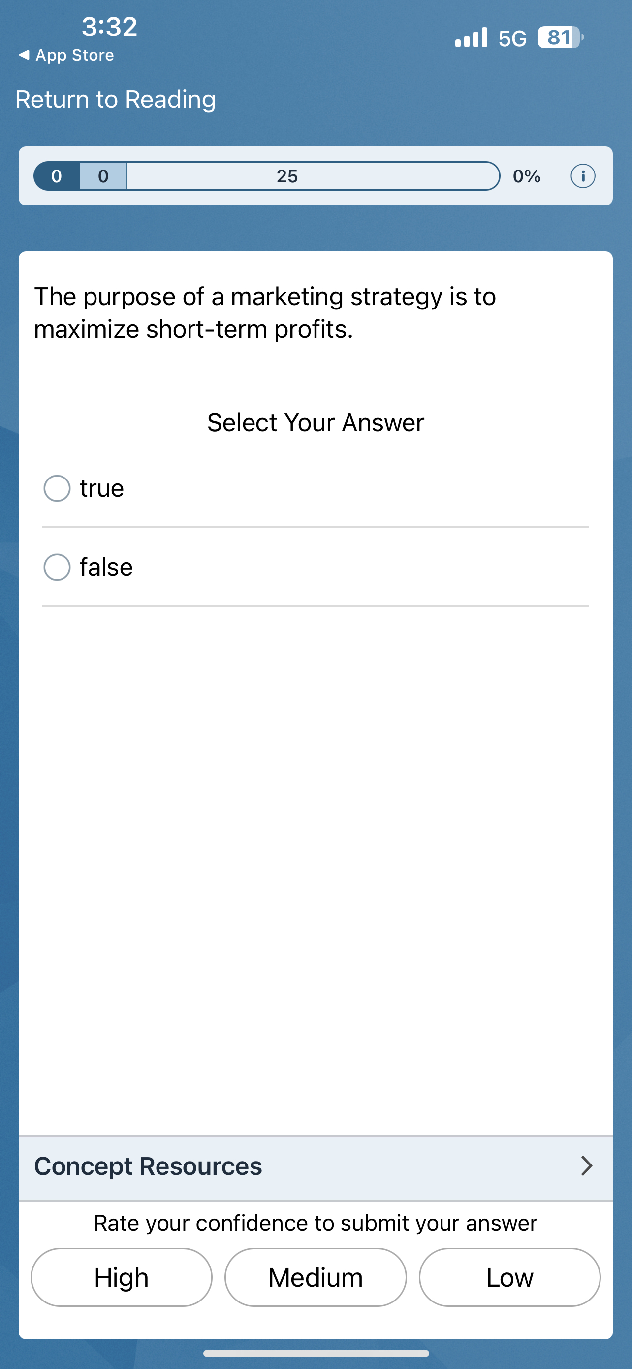 Solved App Store5G81Return to Reading00250%The purpose of a | Chegg.com