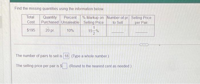 Solved Find the missing quantities using the information | Chegg.com