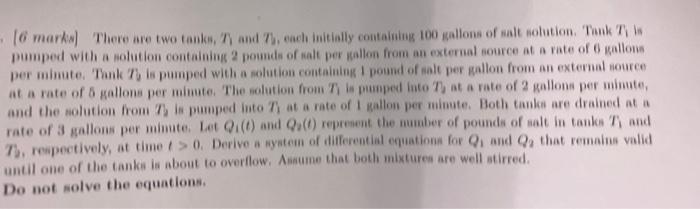 Solved at a rate of 5 gallons per minate. The solution from | Chegg.com