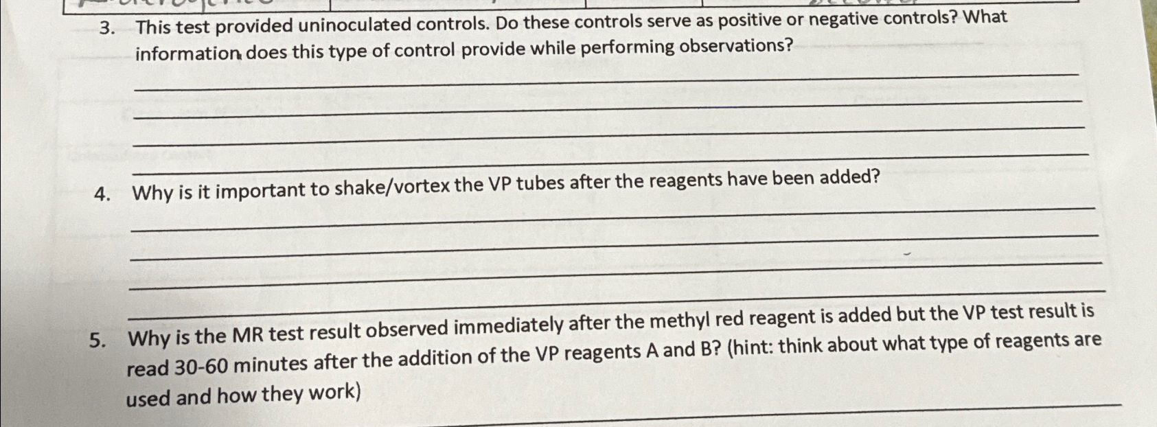 Solved This test provided uninoculated controls. Do these | Chegg.com