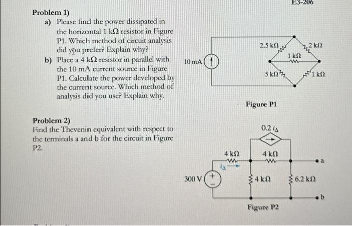 Solved Problem 1) a) Please find the power dissipated in the | Chegg.com