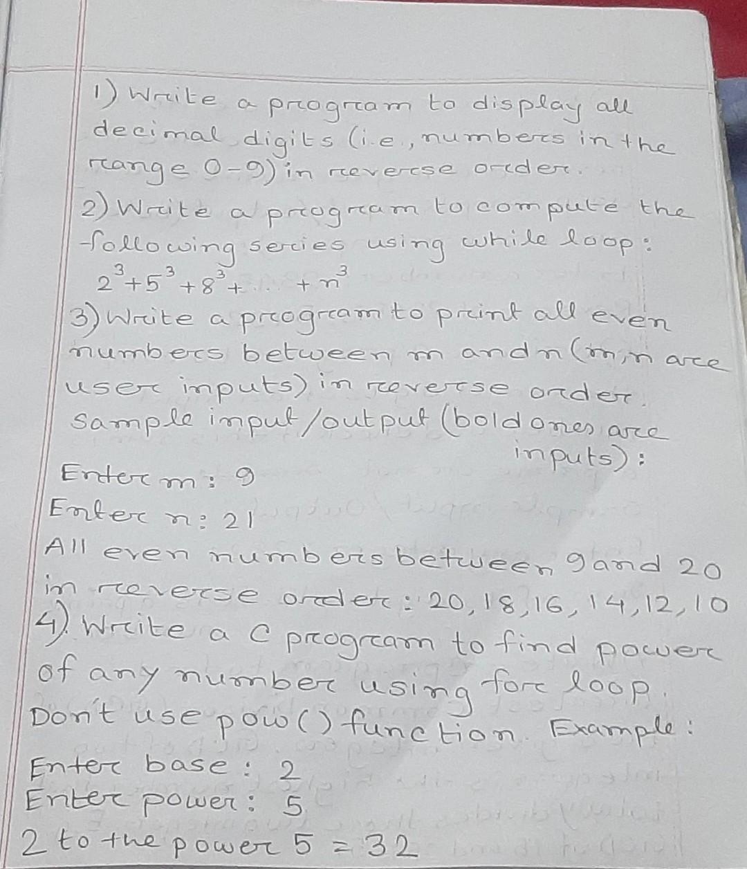 Solved 1 Write A Program To Display All Decimal Digits Ie 