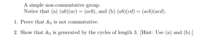 Solved A simple non-commutative group. Notice that (a) (ab) | Chegg.com