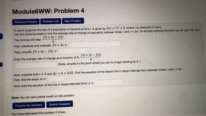 Solved Module6WW: Problem 3 Previous Problem Probler List | Chegg.com