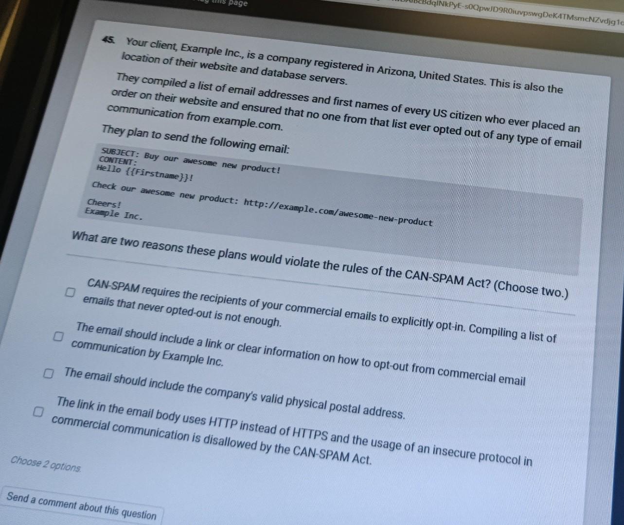Solved 45. Your client, Example Inc., is a company | Chegg.com