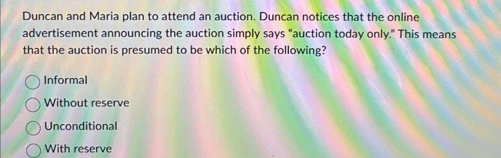 Solved Duncan and Maria plan to attend an auction. Duncan | Chegg.com