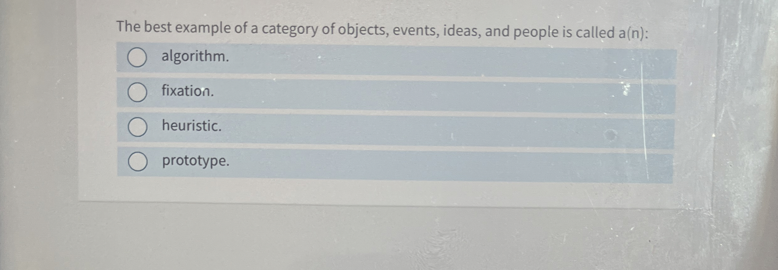 Solved The best example of a category of objects, events, | Chegg.com