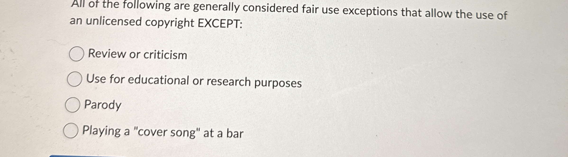 Solved All of the following are generally considered fair | Chegg.com