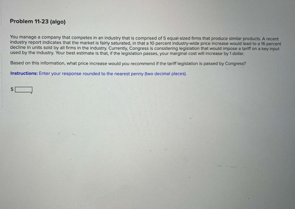 Solved Problem 11-23 (algo) You manage a company that | Chegg.com