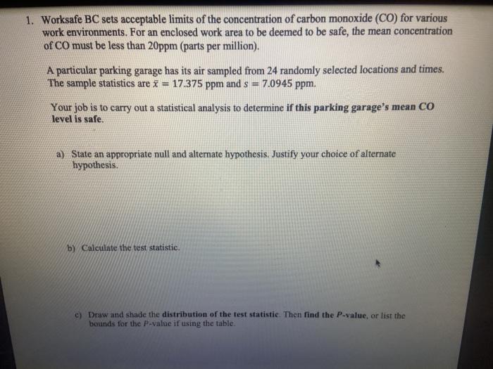 Solved 1. Worksafe BC sets acceptable limits of the | Chegg.com