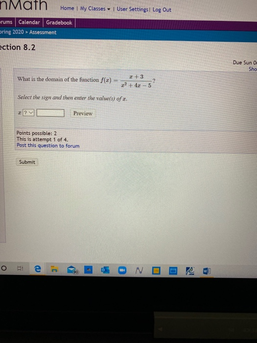 Solved nMath Home My Classes - User Settings Log Out rums | Chegg.com