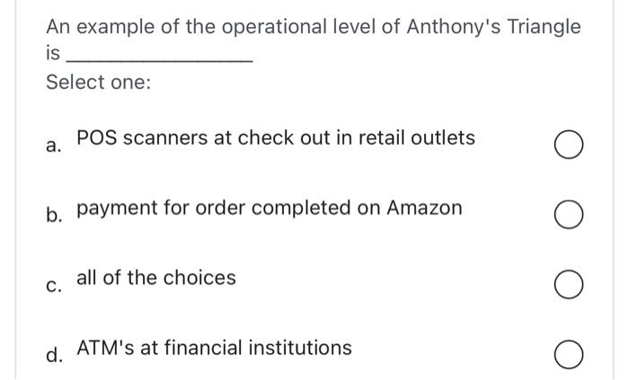 Solved An example of the operational level of Anthony's | Chegg.com